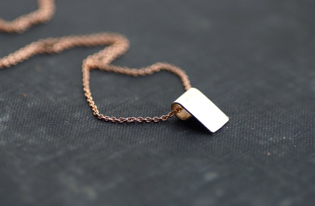 Sterling Tag on Rose Gold Chain Necklace - Etsy