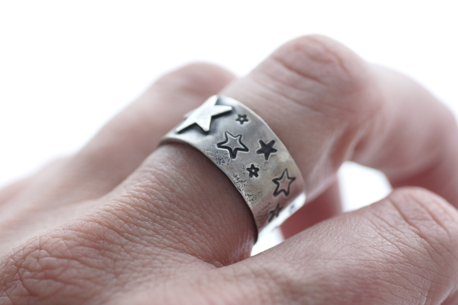 Star Ring - Wide Band - Sterling Silver - Etsy