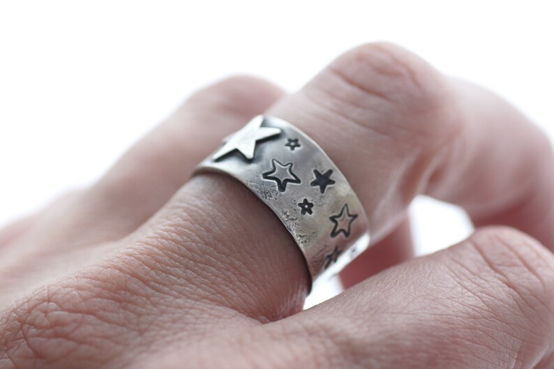 Star Ring - Wide Band - Sterling Silver - Etsy