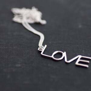 LOVE Necklace - Sterling Silver Chain and Pendant - Etsy