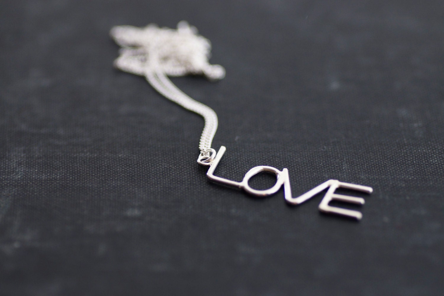 LOVE Necklace Sterling Silver Chain and Pendant - Etsy