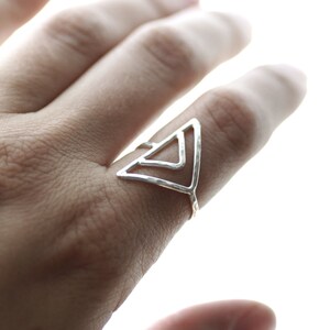 Triangle Ring Sterling Silver Made to Order Hammered - Etsy