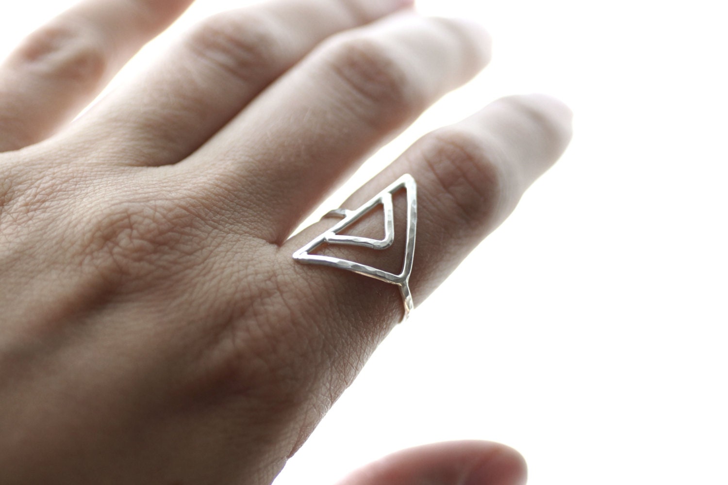 Triangle Ring Sterling Silver Made to Order Hammered - Etsy
