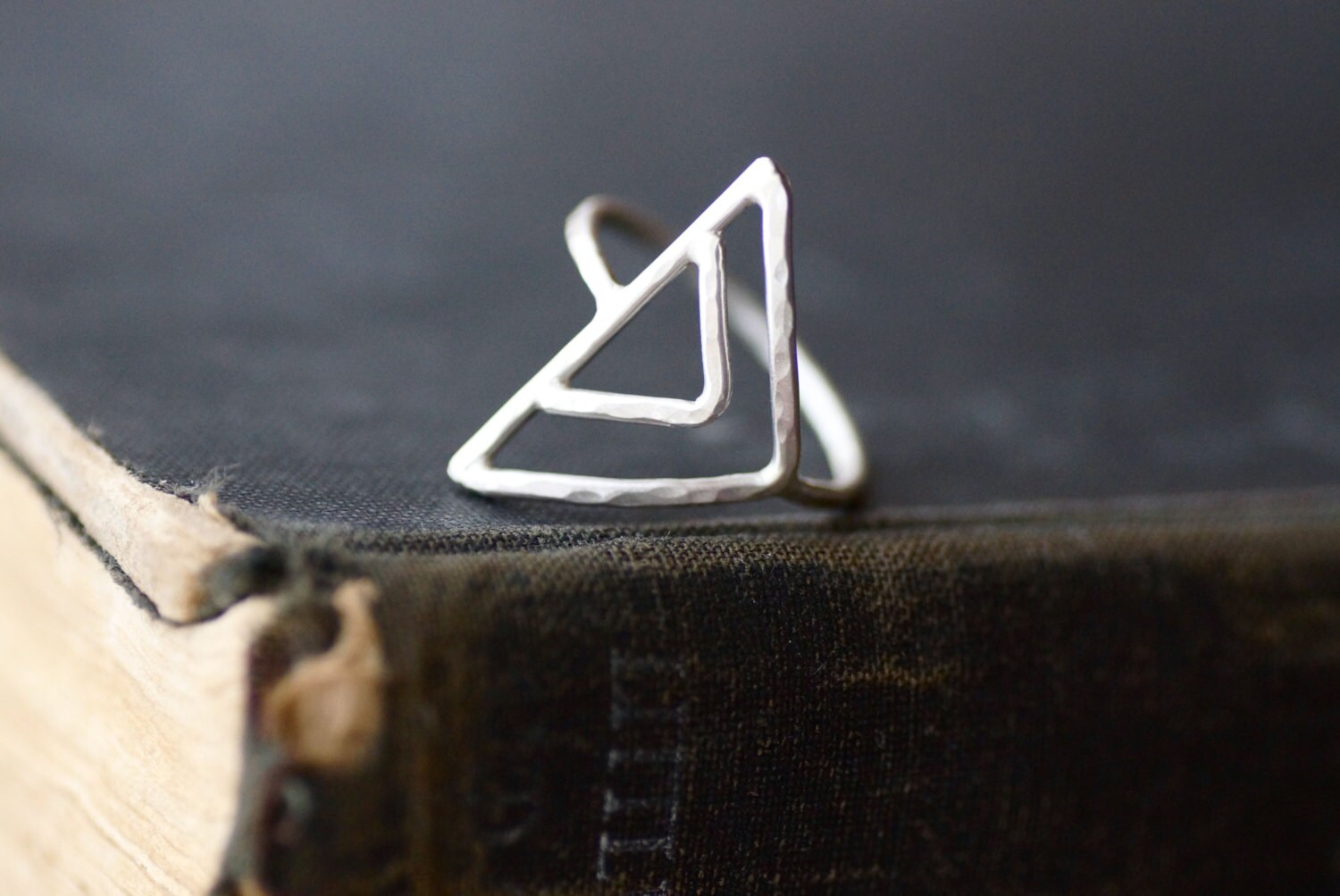 Triangle Ring Sterling Silver Made to Order Hammered - Etsy
