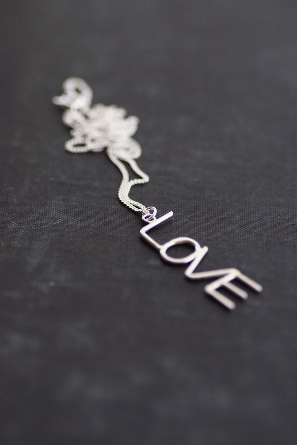 LOVE Necklace Sterling Silver Chain and Pendant | Etsy