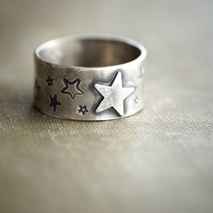 Star Ring - Wide Band - Sterling Silver - Etsy