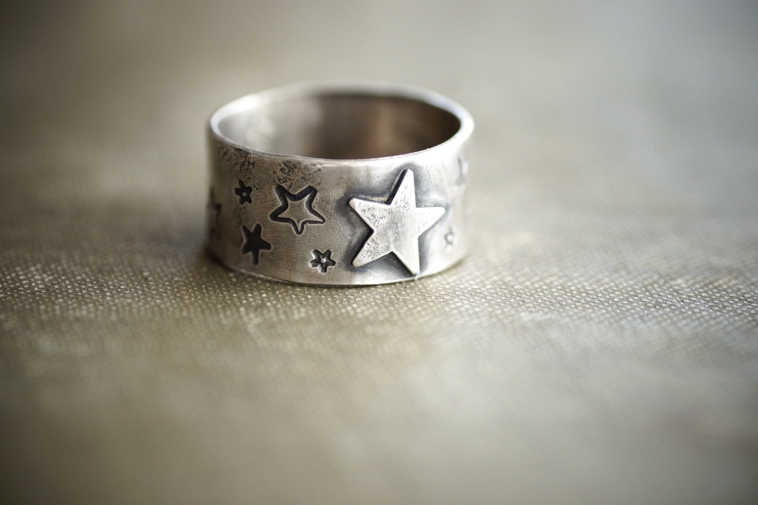 Star Ring - Wide Band - Sterling Silver - Etsy