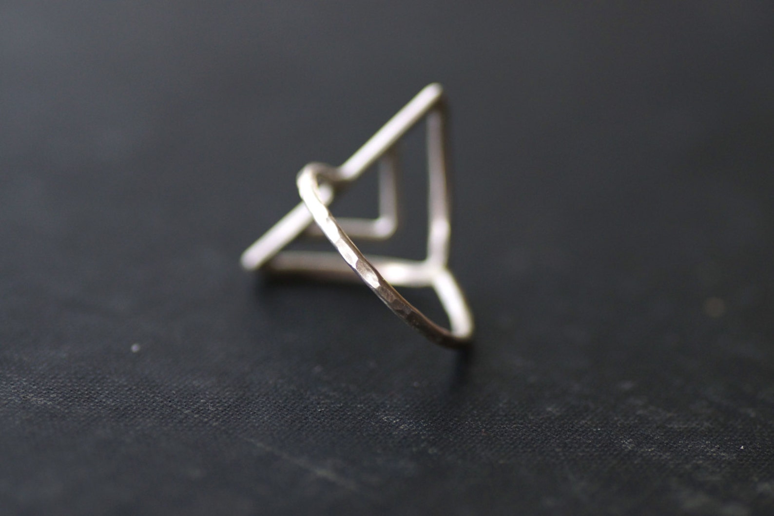 Triangle Ring Sterling Silver Made to Order Hammered - Etsy
