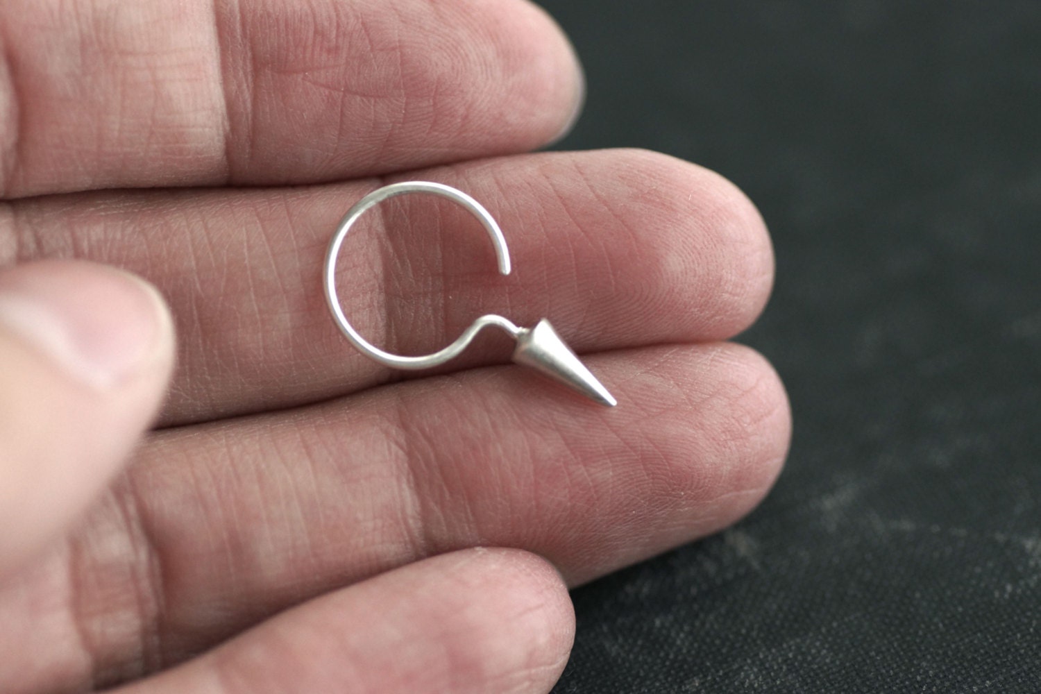 Small Sterling Spike Hoops Matte - Etsy