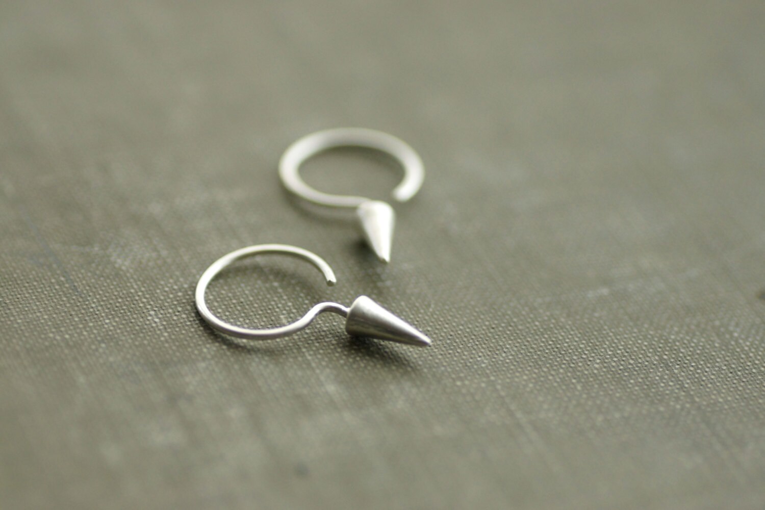 Small Sterling Spike Hoops Matte - Etsy