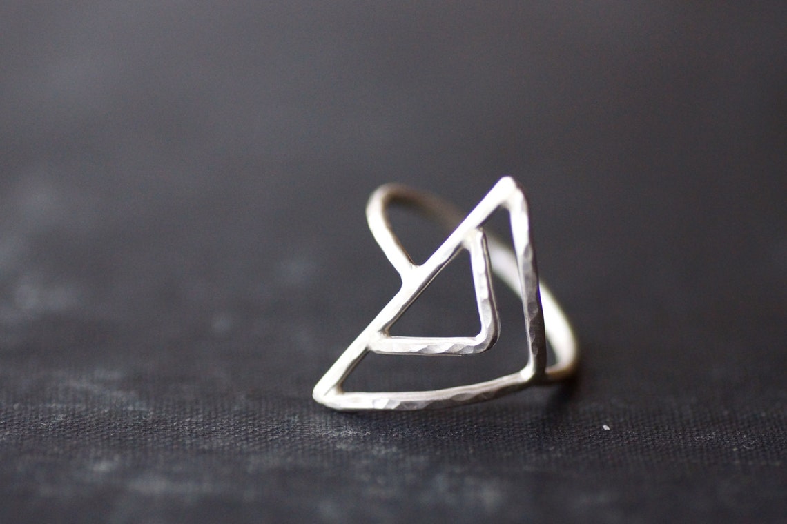 Triangle Ring Sterling Silver Made to Order Hammered - Etsy