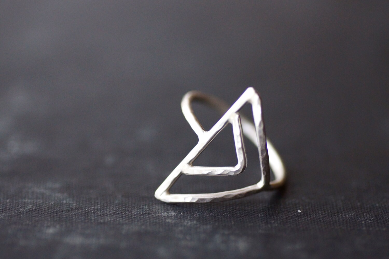 Triangle Ring Sterling Silver Made to Order Hammered - Etsy