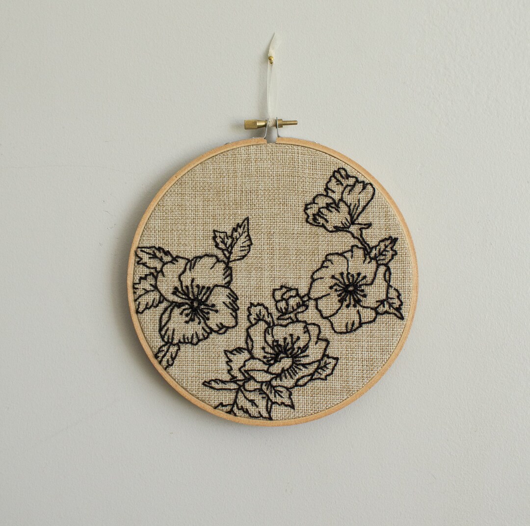 Retro Floral Embroidery Line Art - Etsy