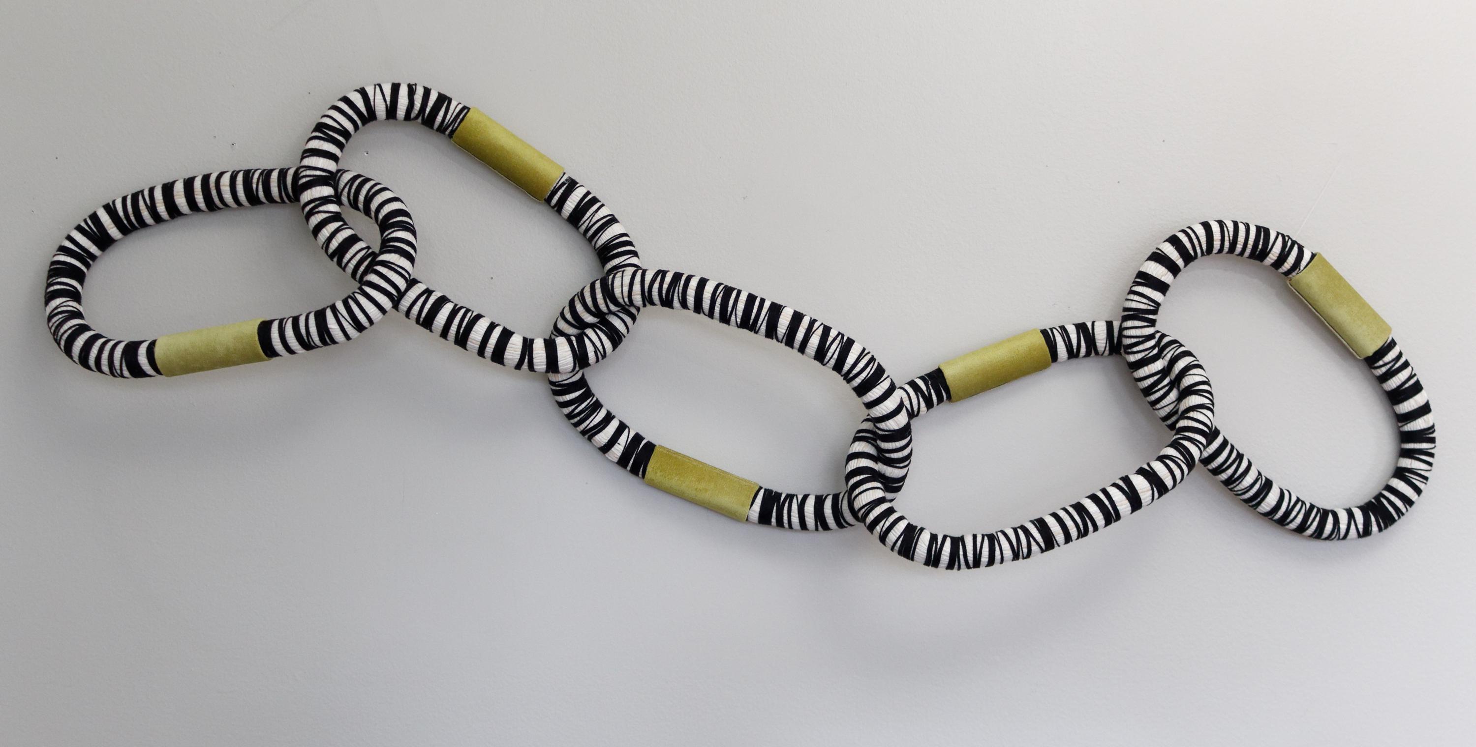 Large Fiber Art Chain Black and White With Lime Clasps Sculpture - Etsy