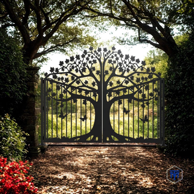 10ftx8ft Celtic Tree of Life Metal Gate – Custom Laser Cut Garden Door ...