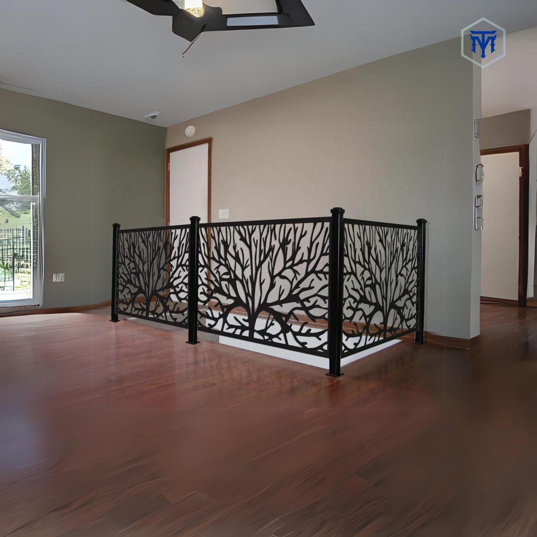 Custom Privacy Balcony Railing, Laser-cut Metal Panel, Interior ...