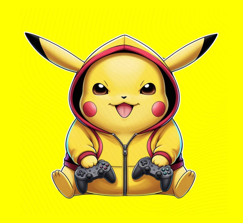 Pikachu Gamer Clipart, Pokémon Character PNG Collection, Pikachu Art ...