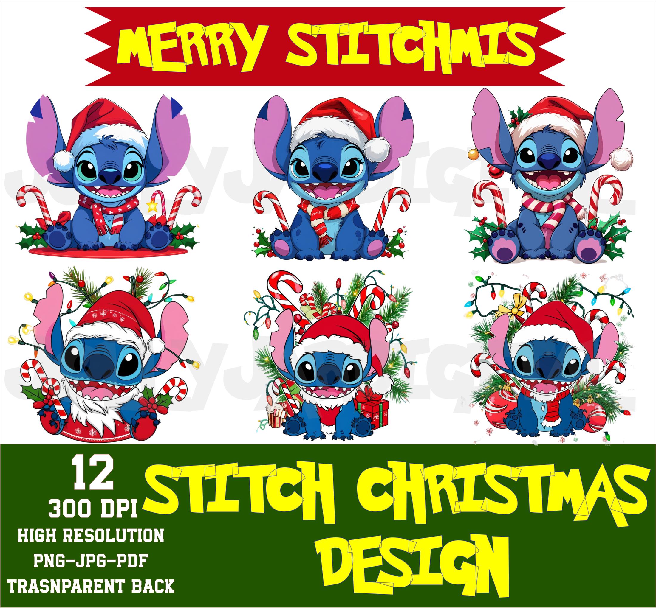 Stitch Christmas Png Bundle, Stitch Santa Hat Jpg, Transparent Stitch ...