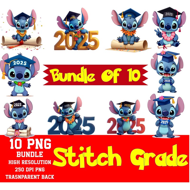 Stitch Graduation Svg - Etsy