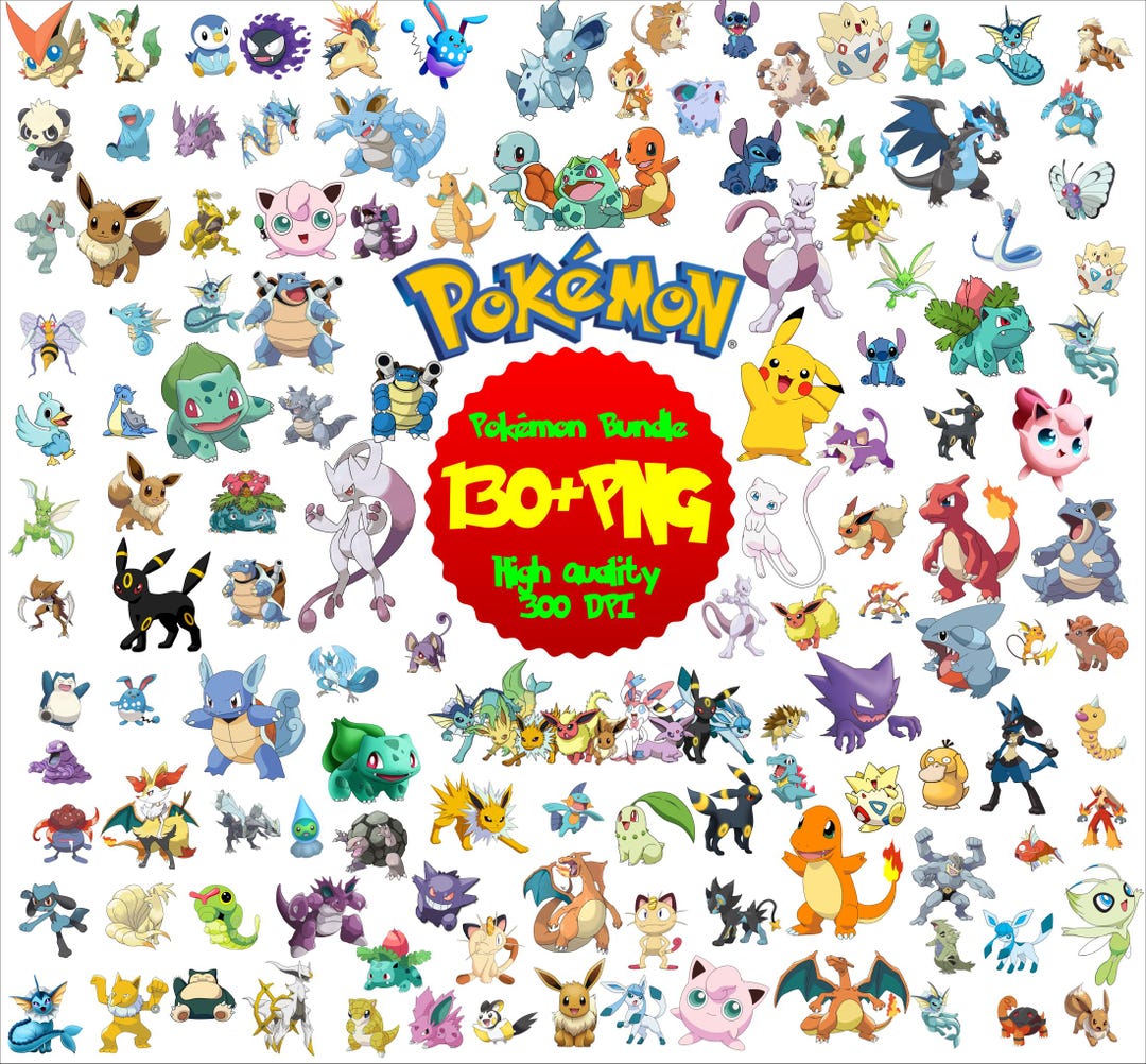 130 Pokémon PNG Bundle, Transparent Png's, Cartoon PNG Collection ...