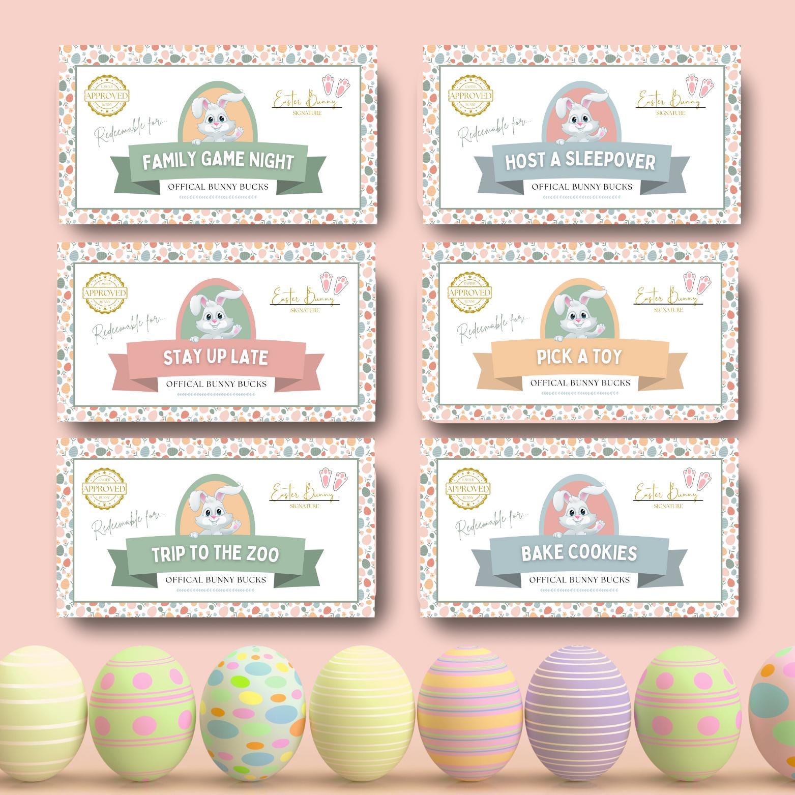Easter Bunny Bucks Printable, Easter Egg Filler, Customizable Reward ...