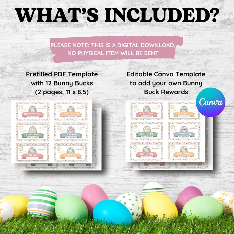 Easter Bunny Bucks Printable, Easter Egg Filler, Customizable Reward ...