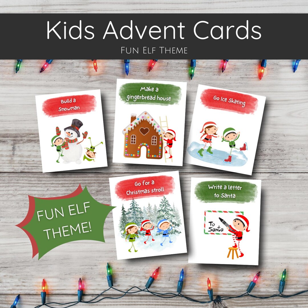 24 Christmas Advent Activity Cards Elf Theme, Christmas Bucket List ...