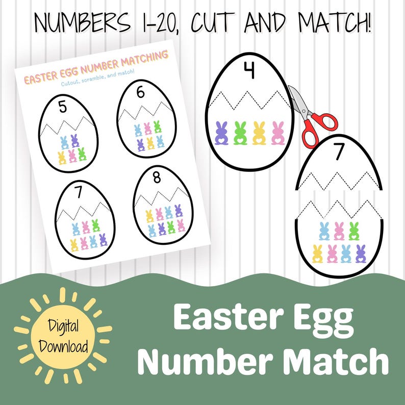 Easter Egg Number Matching Game, Easter Learning Activity, Counting ...