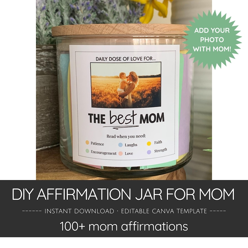 DIY Mom Affirmations Jar, Color Coded Affirmation Jar, Digital Download ...