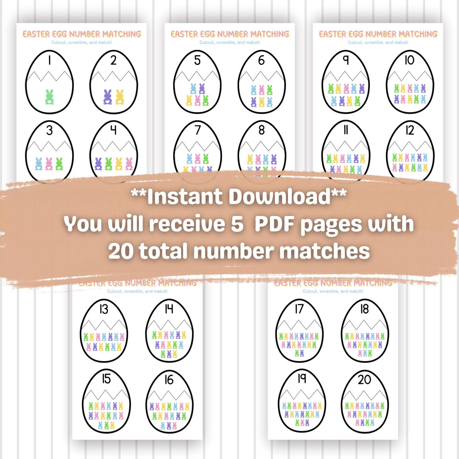 Easter Egg Number Matching Game, Easter Learning Activity, Counting ...