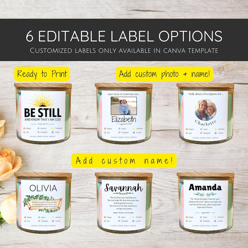 DIY Bible Verse Jar Kit, Color Coded Bible Verses, Digital Download ...