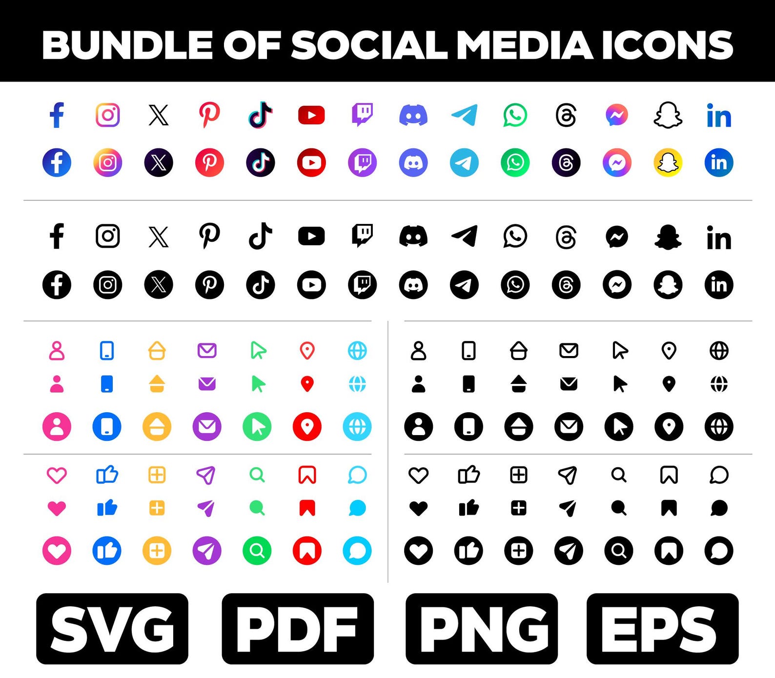 Bundle of Social Media Icons Svg, Social Media Icons Svg, Colorful ...
