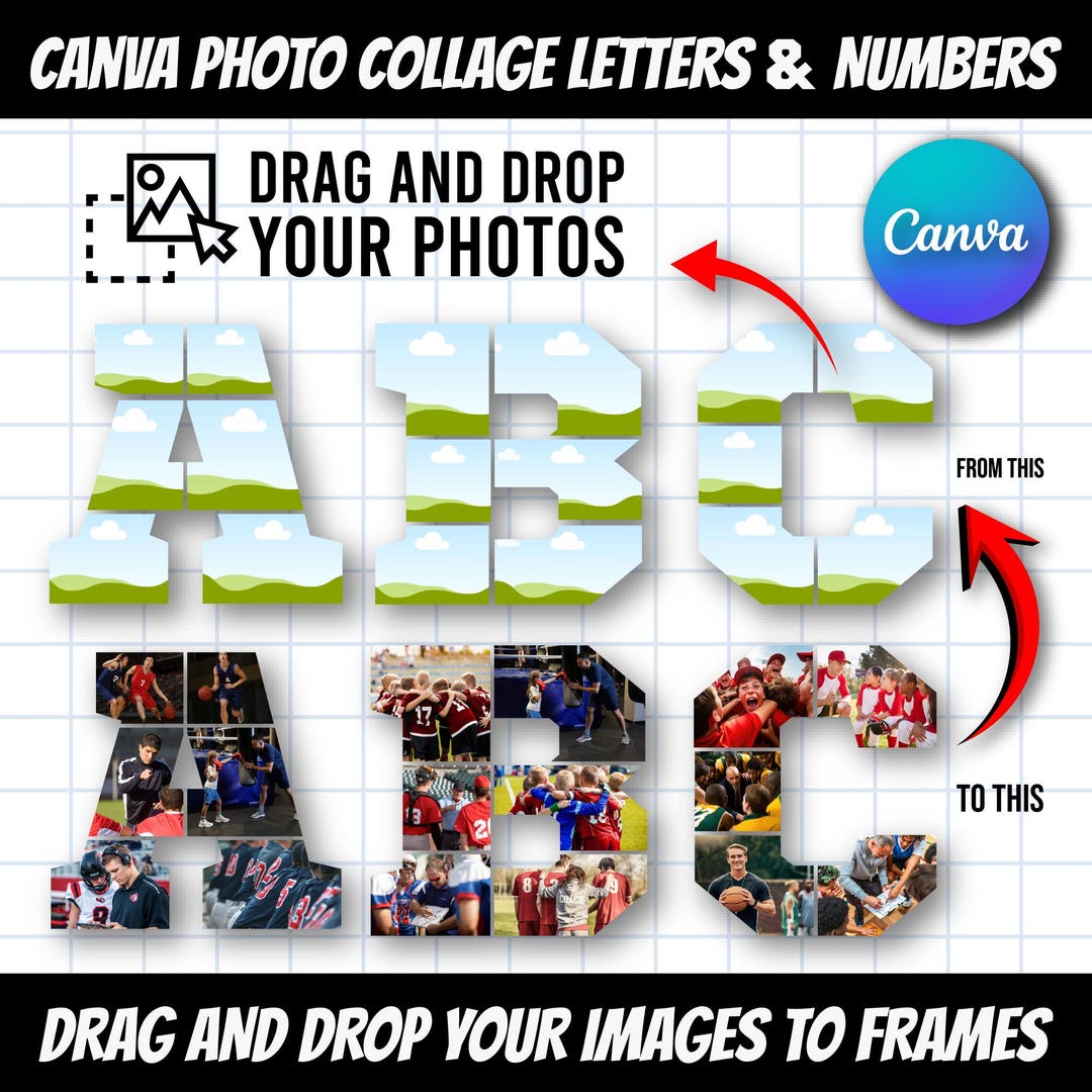 Canva Photo Collage Letters & Numbers Template, Mom Canva Font ...