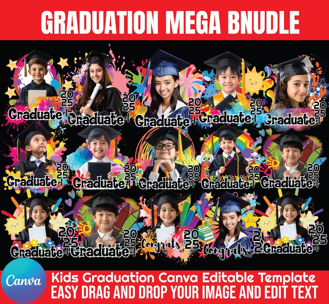 Kids Graduation Canva Editable Template, Class of 2025 Kids Graduation ...