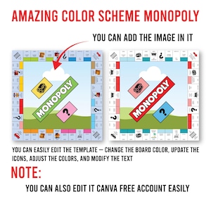 Monopoly Canva Editable Template, Blank Monopoly Board Template ...