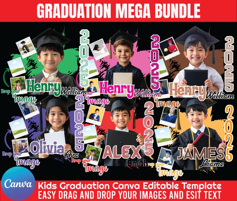 Kids Graduation Canva Editable Template, Class of 2025 Kids Graduation ...