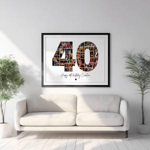 40th Birthday Photo Collage Template, Number 40 Collage, 40th Collage ...