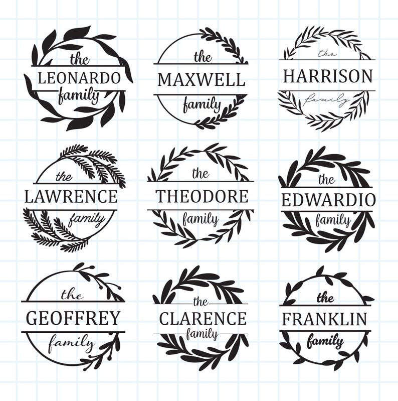 Family Name Monogram Canva Template, Editable Split Monogram, Family ...