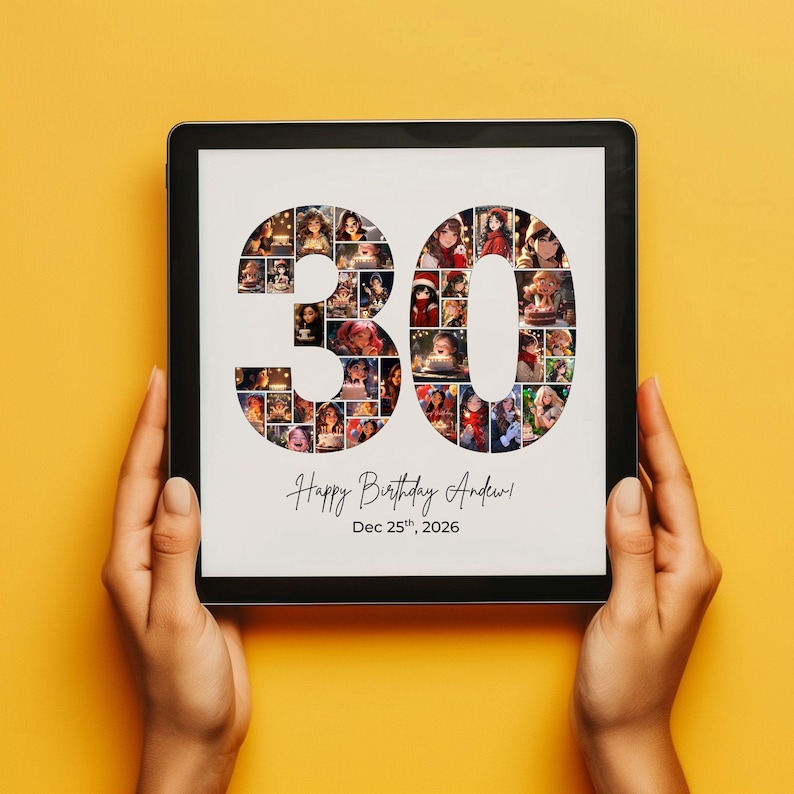 30th Birthday Photo Collage Template, Number 30 Collage, 30th Collage ...