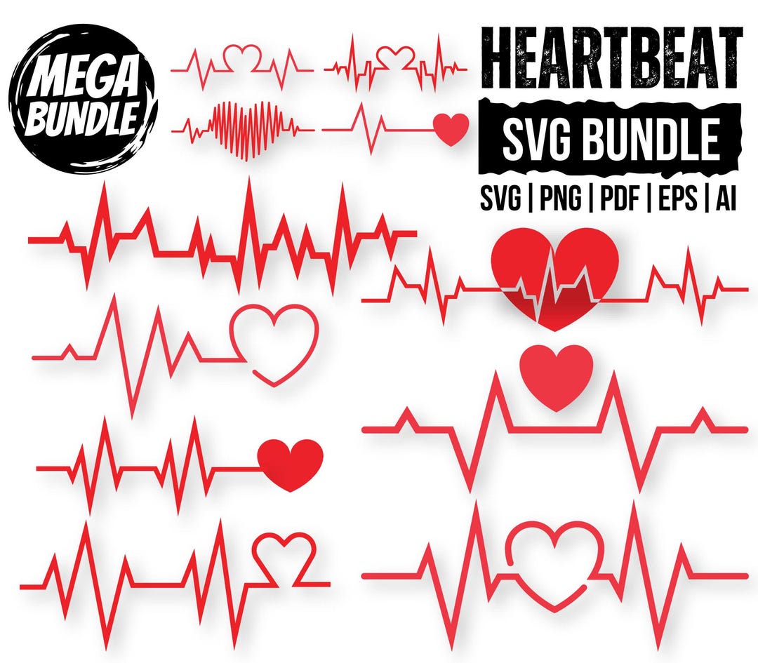 Heartbeat Svg Png Pdf Bundle, Heart Beat Svg Png Pdf, Heartbeat Clipart, Healthcare, Nurse SVG ...