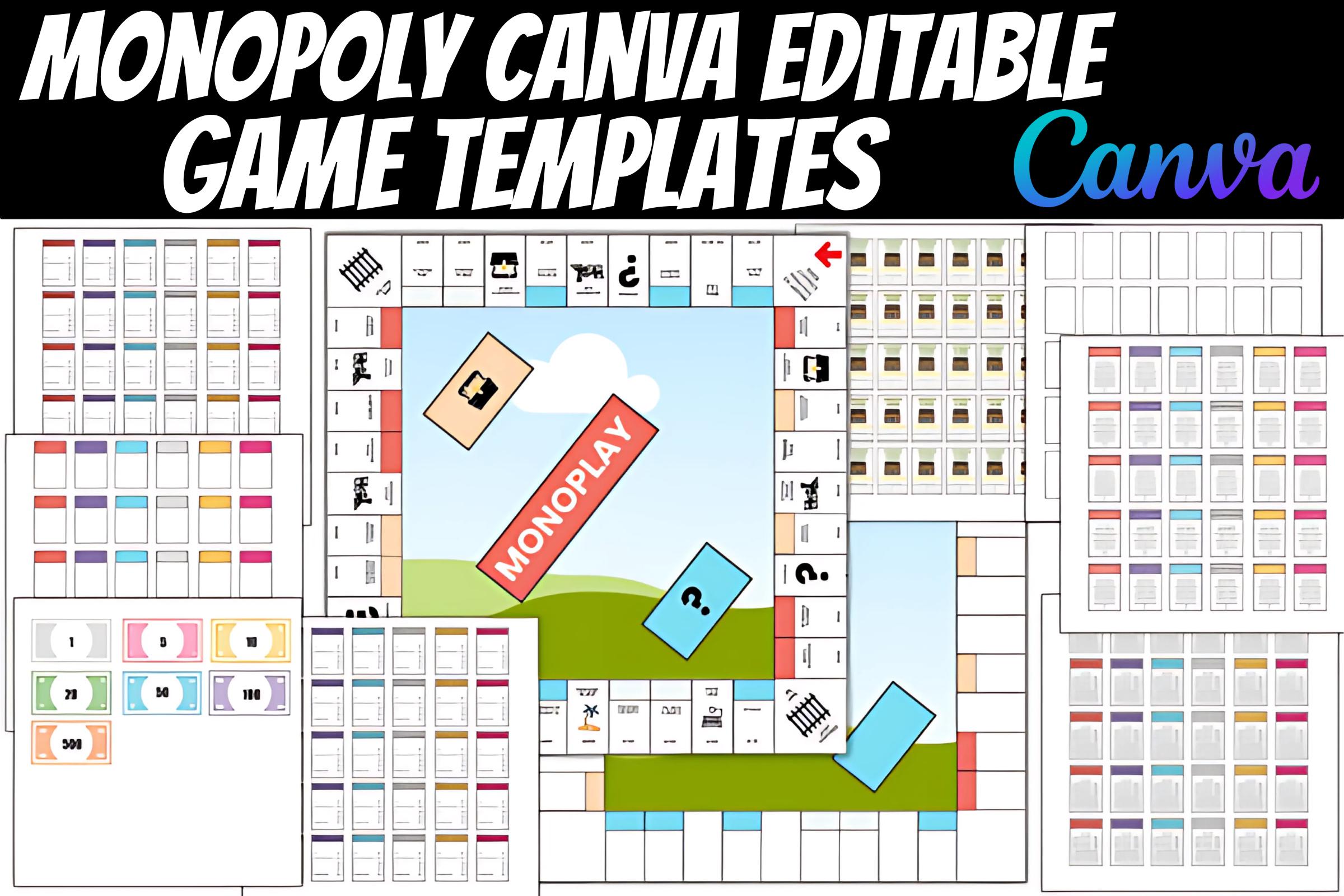 Monopoly Canva Editable Template, Blank Monopoly Board Template ...