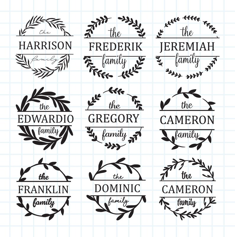 Family Name Monogram Canva Template, Editable Split Monogram, Family ...
