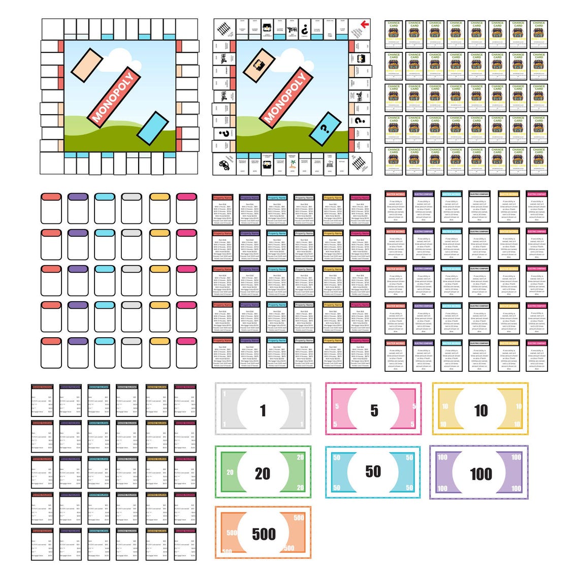 Monopoly Canva Editable Template, Blank Monopoly Board Template ...