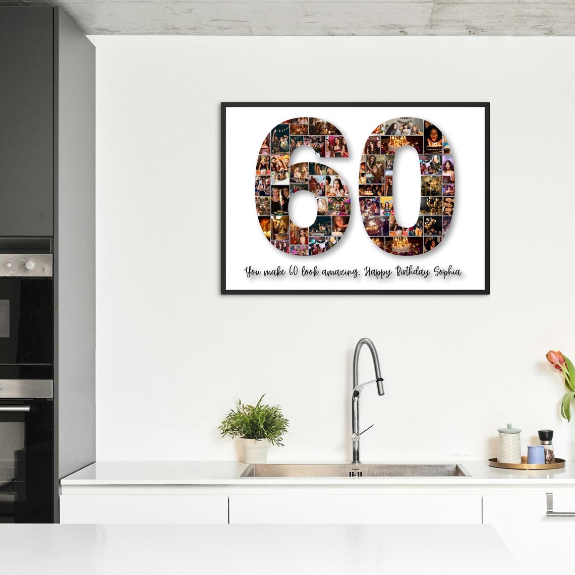 60th Birthday Photo Collage Template, Number 60 Collage, 60th Collage ...