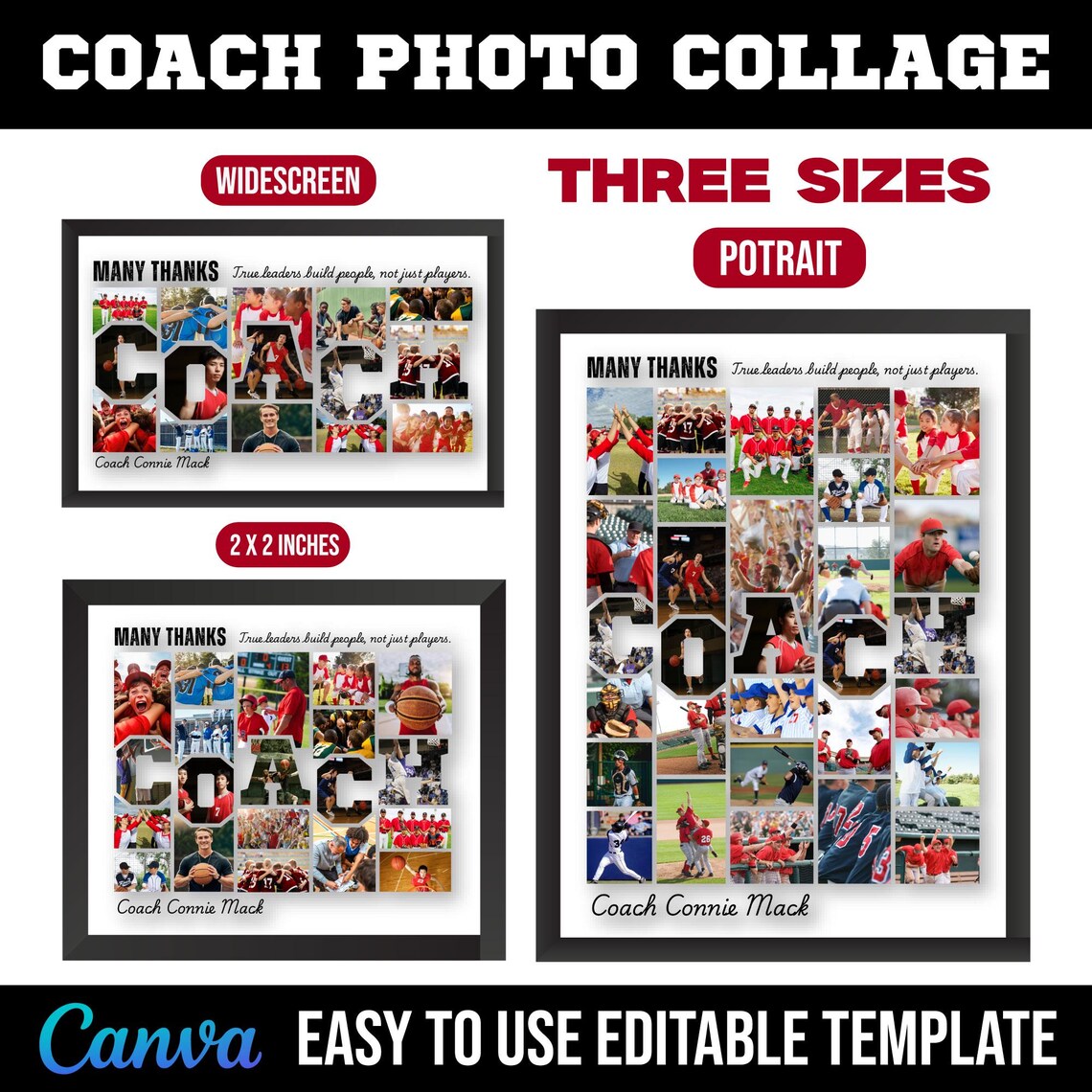 Coach Photo Collage Canva Frame Template,customizable Memory Collage ...
