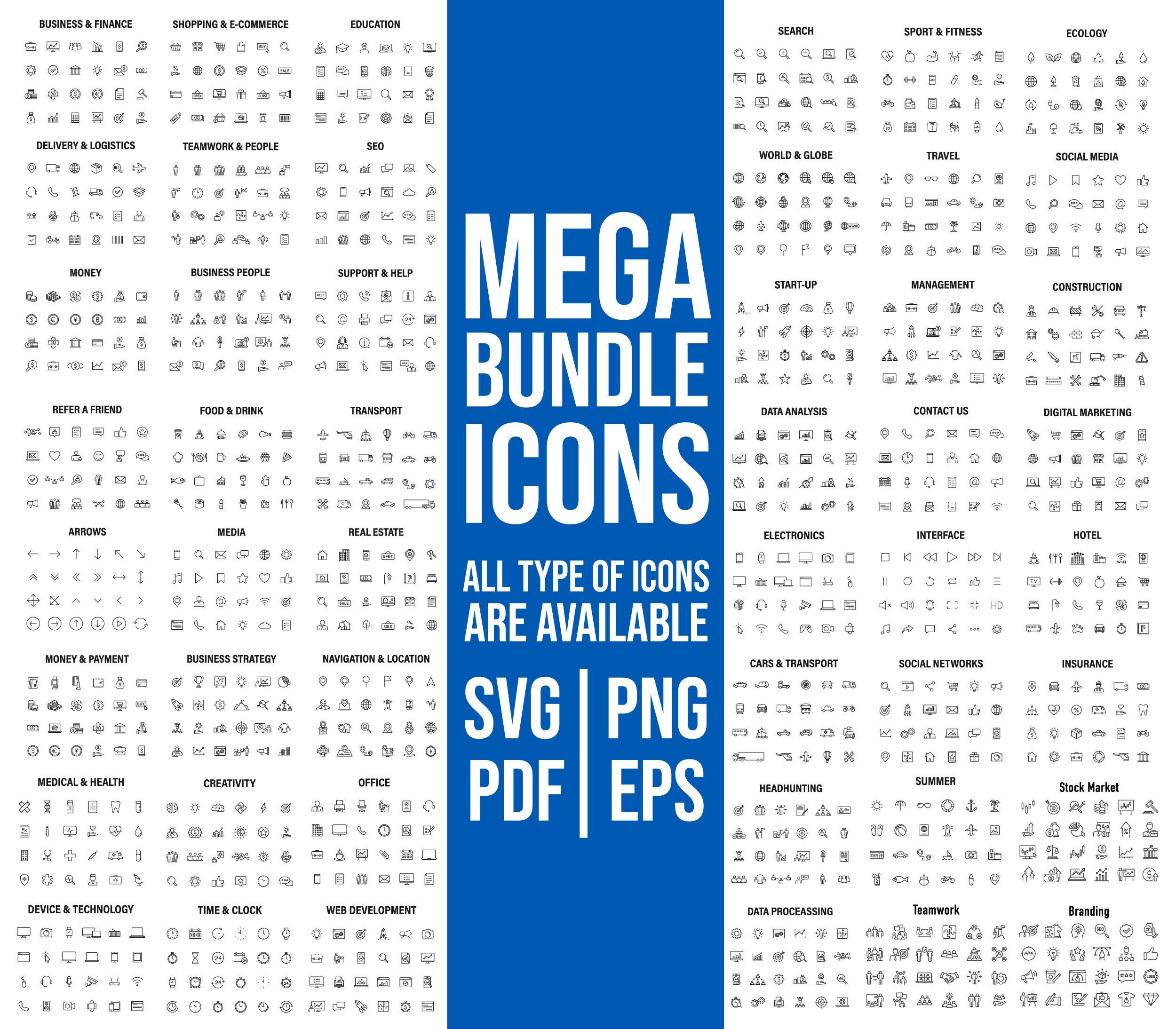 Mega Bundle of Icons Svg Png Psd, Icon Svg Png Psd, All Types of Icons ...