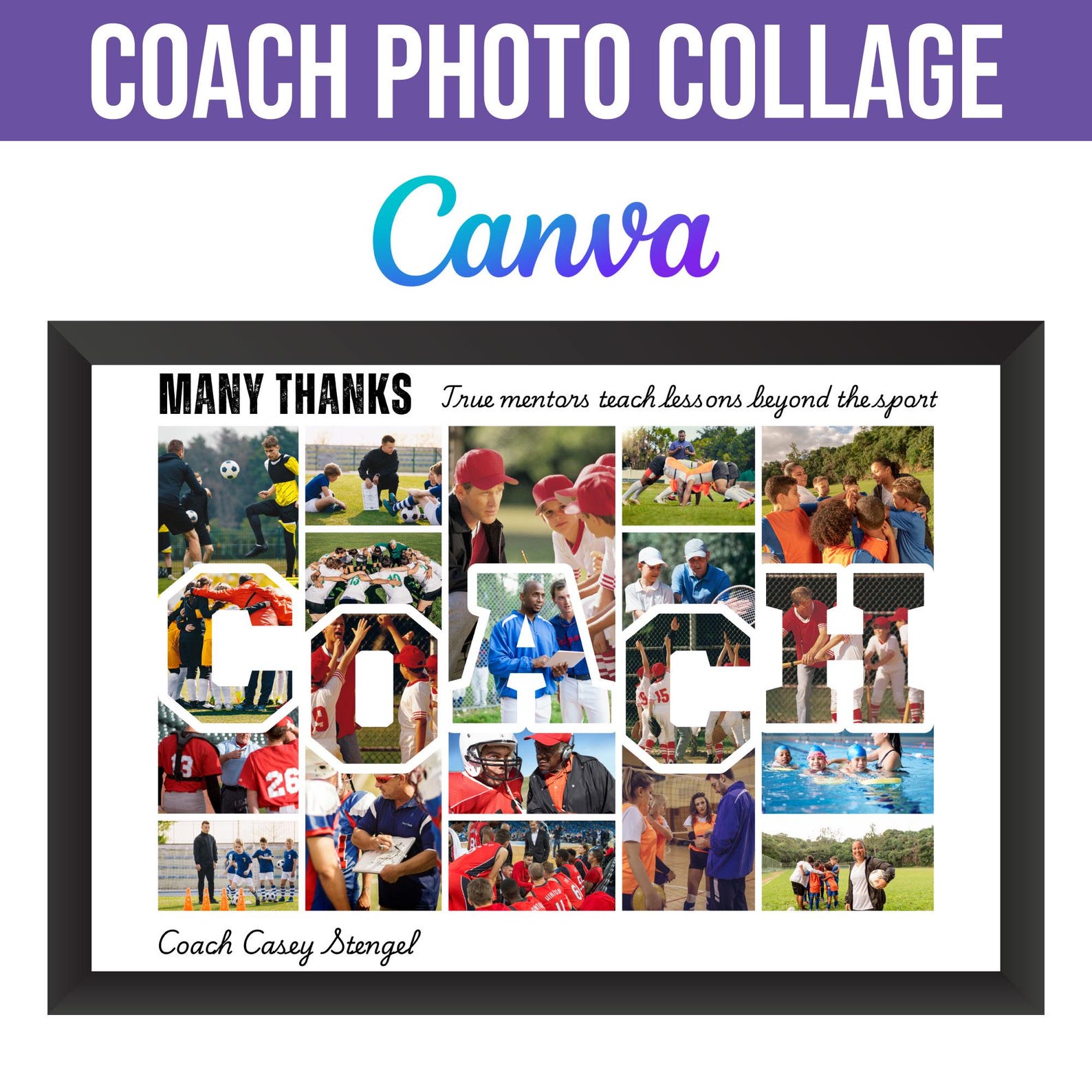 Coach Photo Collage Canva Frame Template,customizable Memory Collage ...