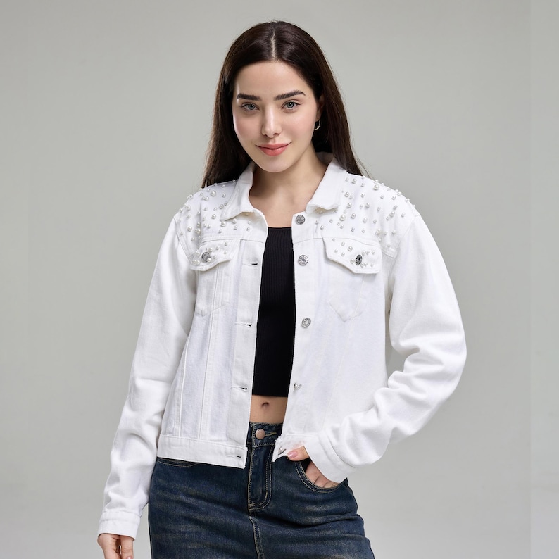Rhinestone Denim Jacket, Custom Pearl Bride Denim Jacket, Wifey Jackets ...