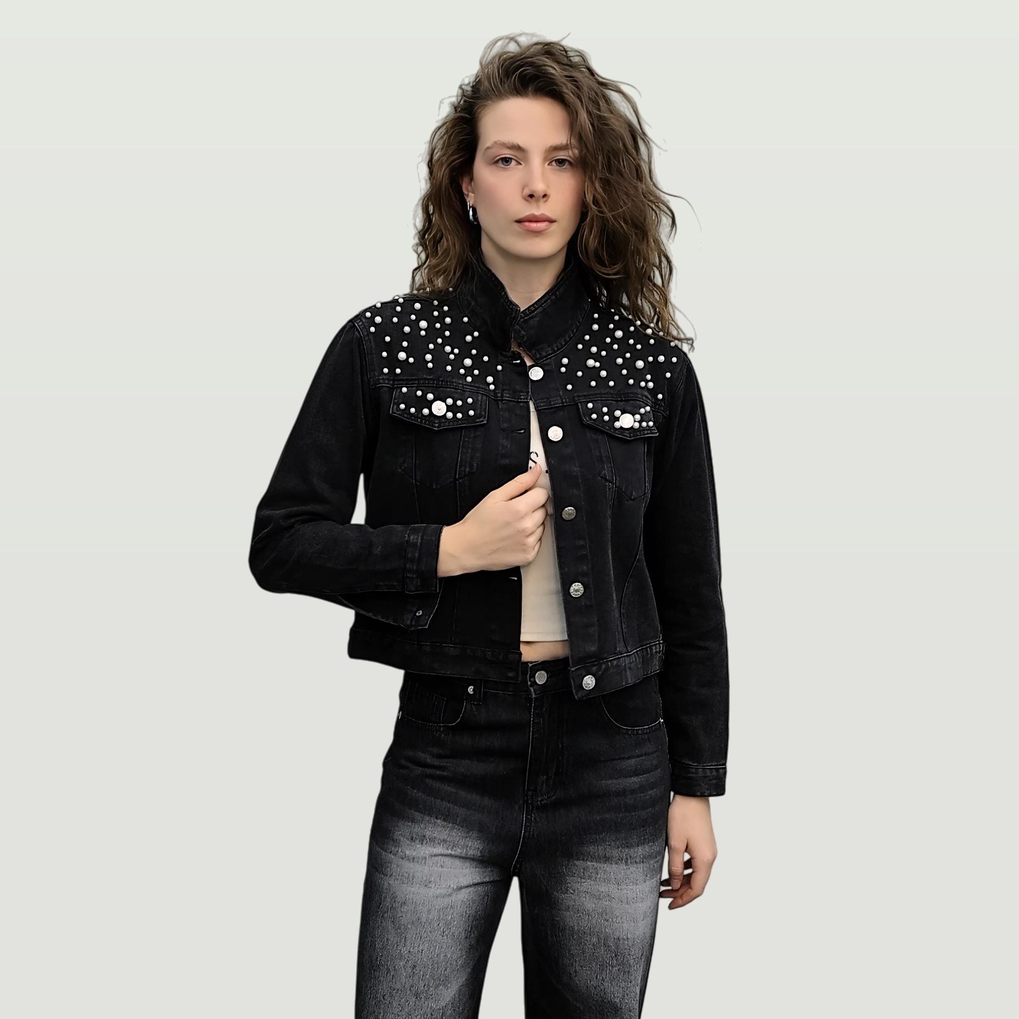 Personalized Rhinestone & Pearl Bridal Denim Jacket — Custom Bride Jean ...