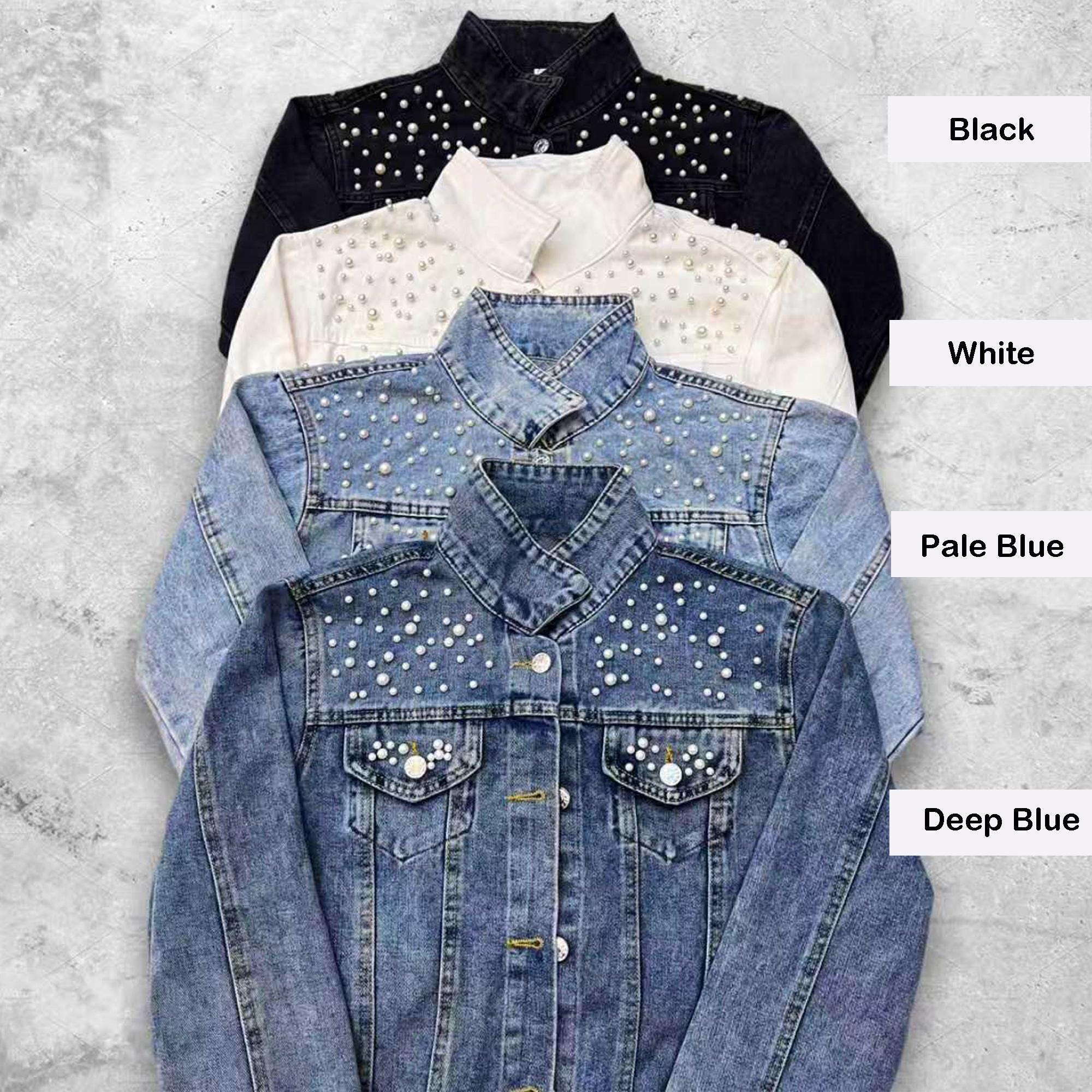 Rhinestone Denim Jacket, Custom Pearl Bride Denim Jacket, Wifey Jackets ...